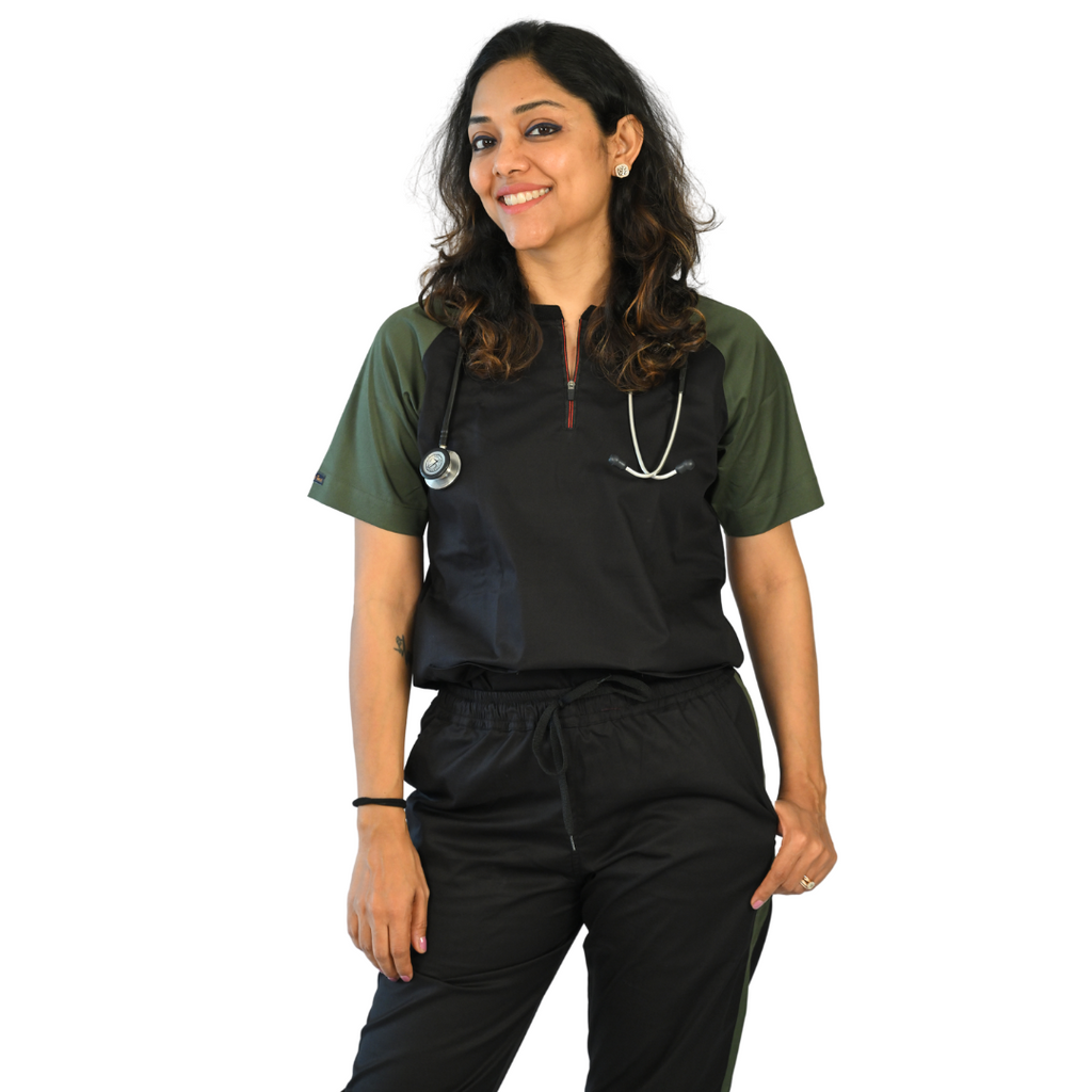 Classy black green Scrubs for Medical Professional – Med Togs ...