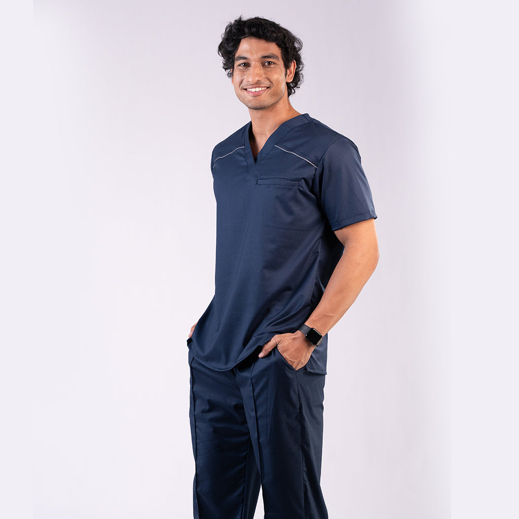 Pro-fit Navy Vneck Men scrubs – MedTogs Healthcare Apparel LLP