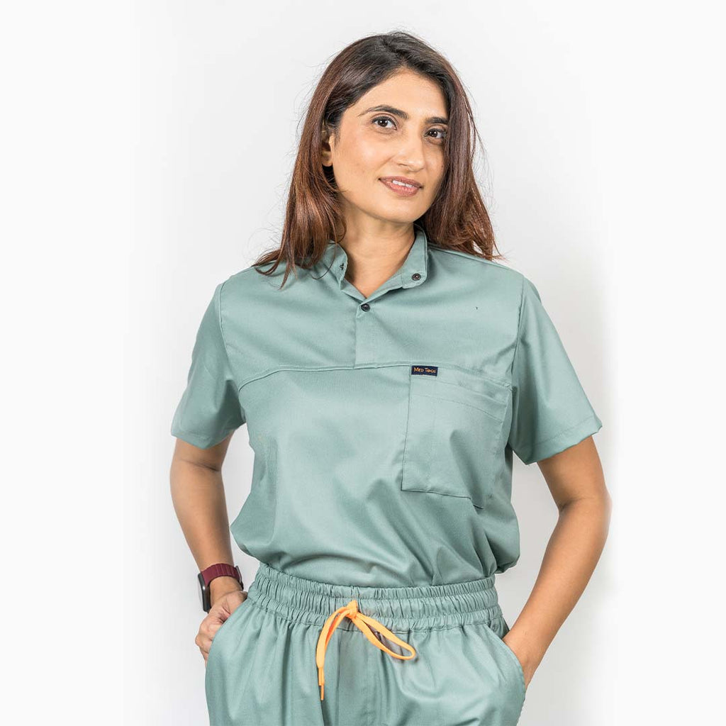 Pro-fit High neck mint women scrubs – MedTogs Healthcare Apparel LLP