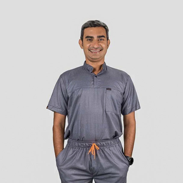 Pro-fit High neck grey scrubs MedTogs Healthcare Apparel LLP