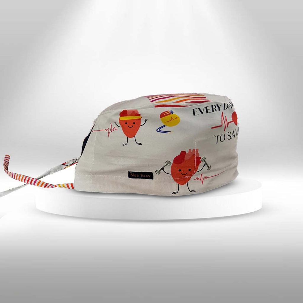 Saving Lives (cardiac): Unisex Printed Scrub Cap – MedTogs Healthcare ...