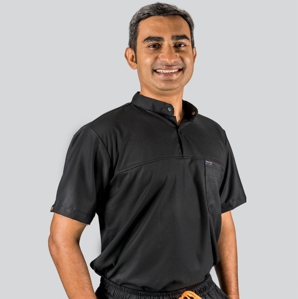 Pro-fit High neck black scrubs – MedTogs Healthcare Apparel LLP