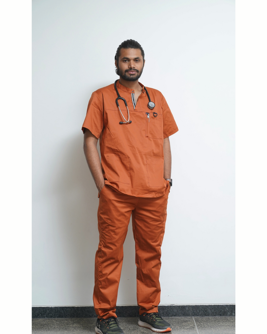 Smart Orange High Neck Stretch Scrubs – Med Togs Healthcare Apparels